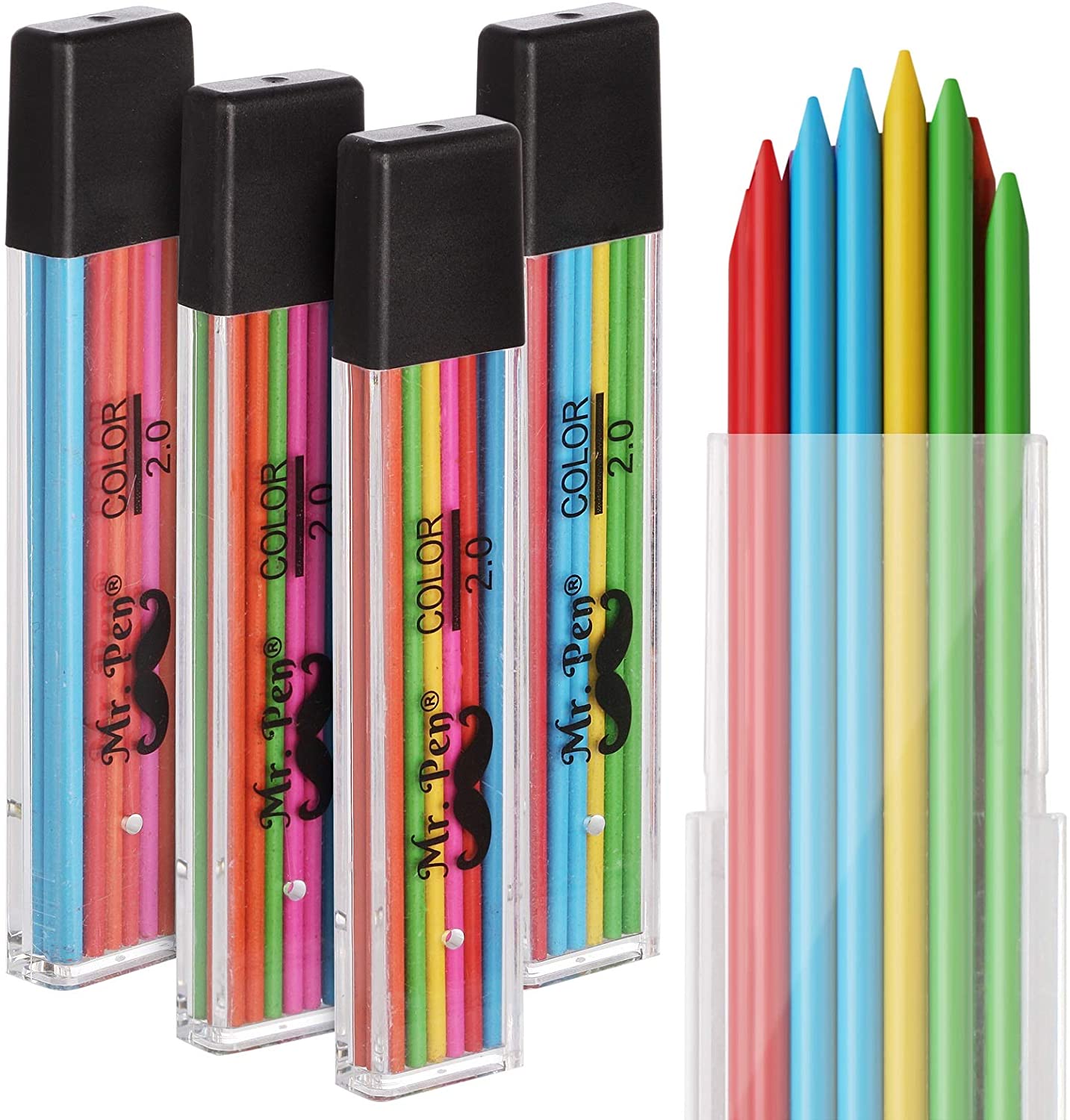 Mechanical pencils with colored lead store