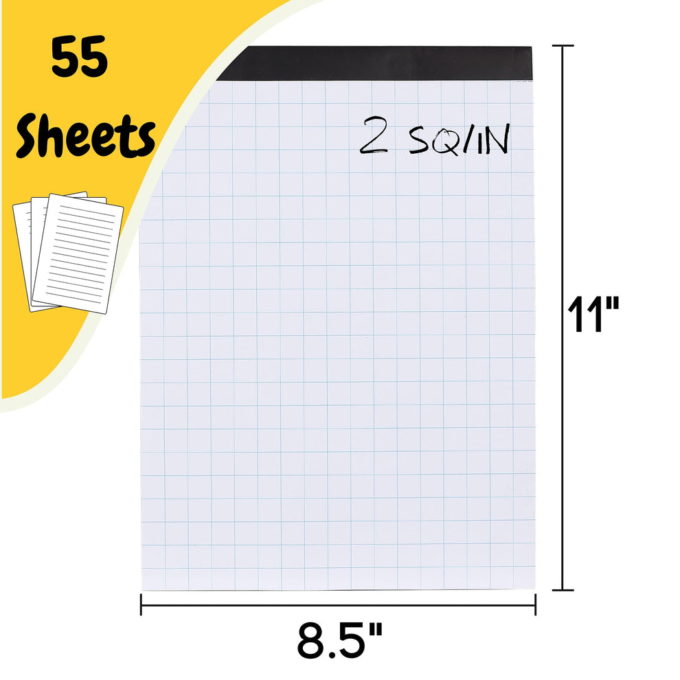 Mr. Pen Graph Paper Pad 8.5 x 11, 2x2 Grid , 55 Sheets
