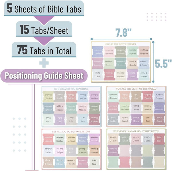 Mr. Pen Bible Tabs, 75 Minimal Morandi, Easy Apply