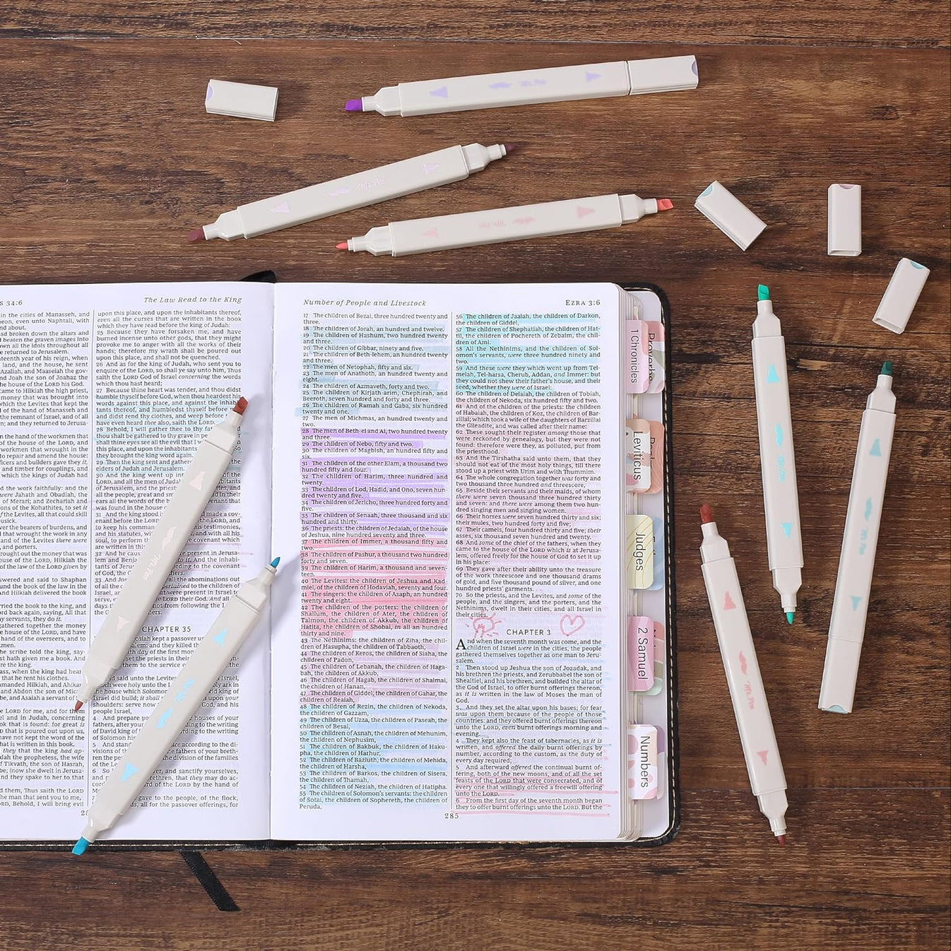 Aesthetic Highlighters, 8 pcs, Muted Pastel Colors, Double-ended, Chis ...