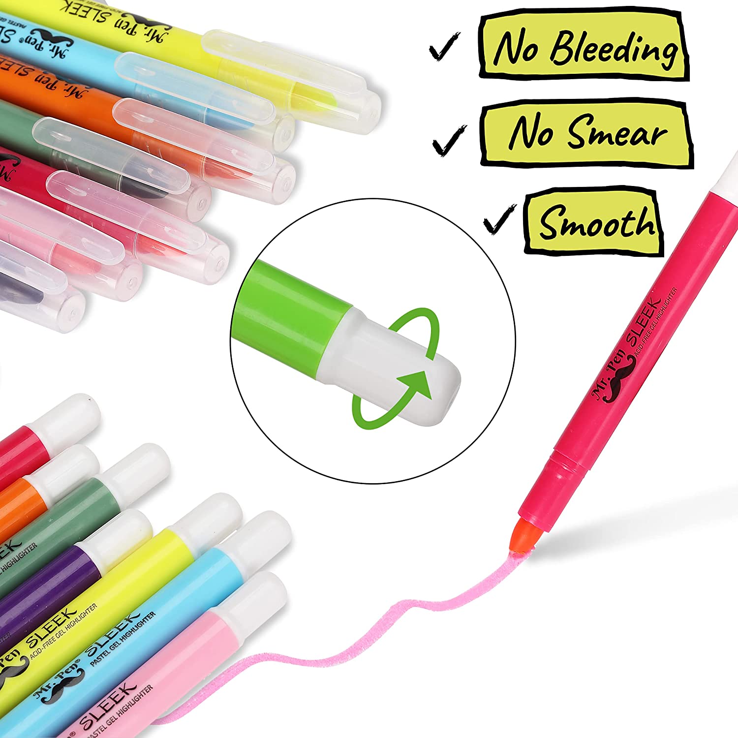 Mr. Pen Bible Gel Highlighters, 16 Pack, Pastel & Vibrant
