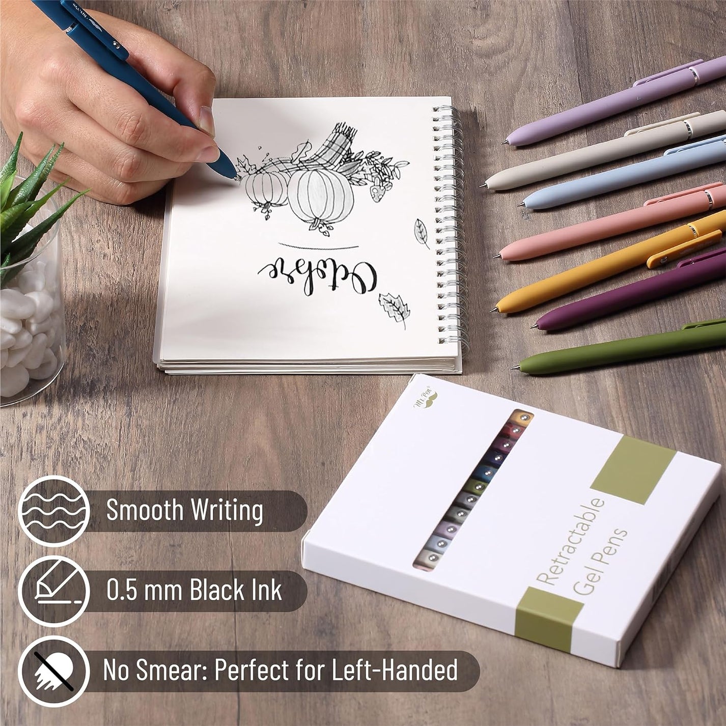 Retractable Gel Pens, 6 or 12 Pack, Morandi, Gradient, and Vintage Bar ...