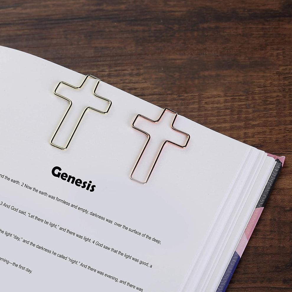 Cross Paper Clips, 35 Pack (Gold and Rose Gold Color), Bible Paper Cli ...