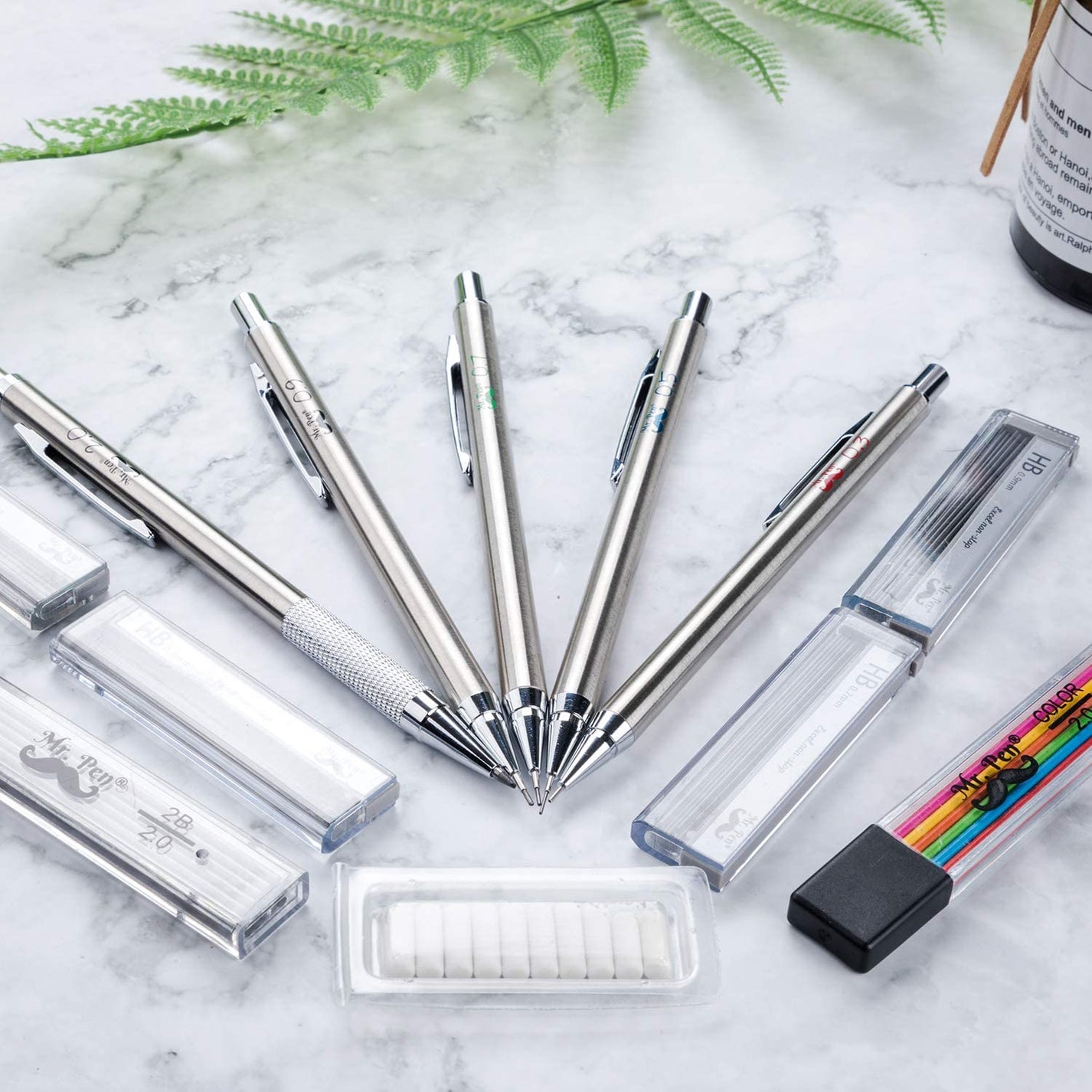 Mr. Pen Metal Mechanical Pencil Set, 5 Sizes