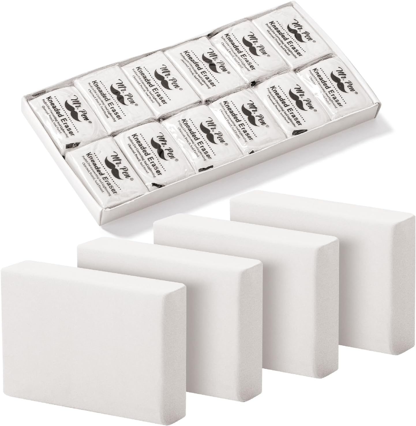 White Kneaded Erasers, 12 Pack, Moldable Art Erasers for Artists – Mr. Pen
