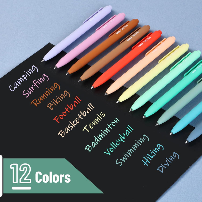 Retractable Gel Pens, 12 Pack, Assorted Colors, Fast Dry, Gel Pens Fin ...