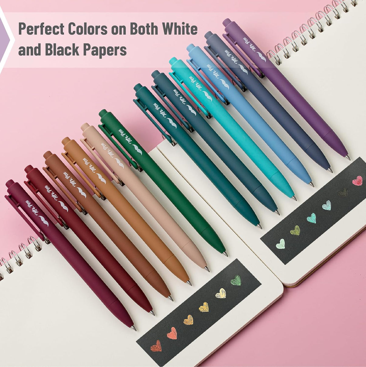 Retractable Gel Pens, 12 Pack, Dark Vintage Gel Pens, Gel Pens Fine Po ...