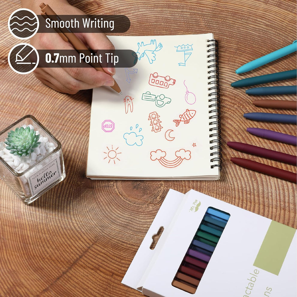 Retractable Gel Pens, 12 Pack, Dark Vintage Gel Pens, Gel Pens Fine Po ...