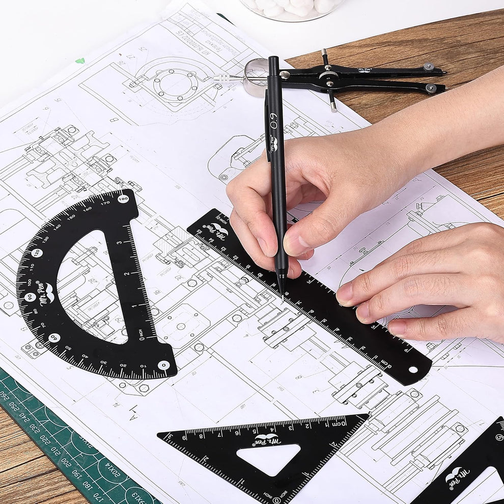 Professional Geometry Set, 15pcs, Black Geometry Kit for Artists and S ...